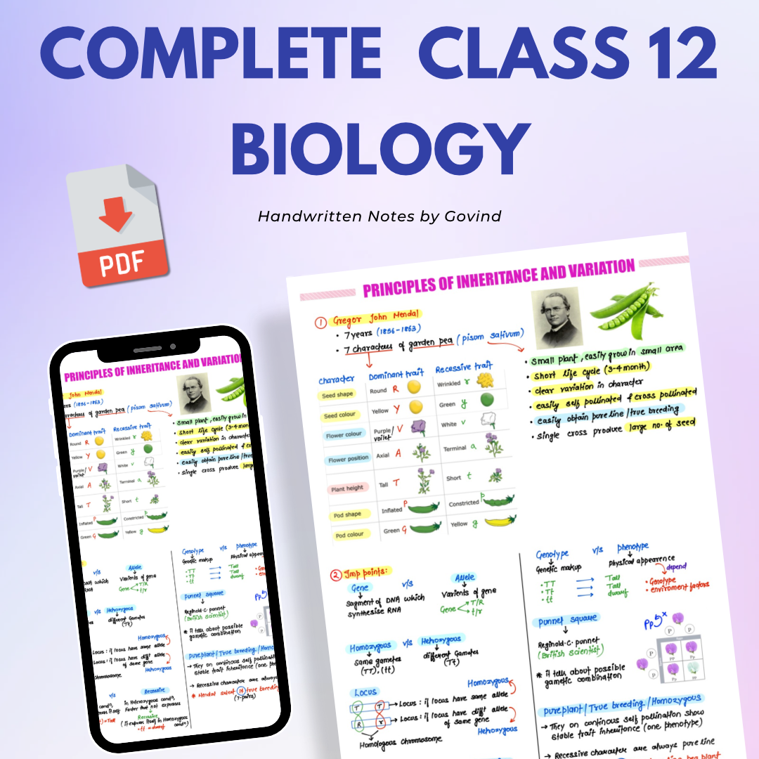 Complete Class 12 BIOLOGY Handwritten Notes – Govind NEET